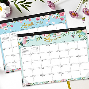 2023-2024 Desk Calendar - 18 Monthly Desk/Wall Calendar 2023-2024 2-in-1,16.8" x 12", Jan 2023 - Jun 2024, Thick Paper with Corner Protectors, Large Ruled Blocks - Floral