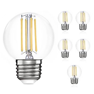 OmiBrite Dimmable E26 Led Bulb 60 Watt Equivalent, Globe Light Bulbs, Decorative Light Bulb, 6 Watt Neutral White 4000K, G16.5 Light Bulb for Chandeliers, Bathroom Makeup Mirror, 600lm, CRI95, 6Pack