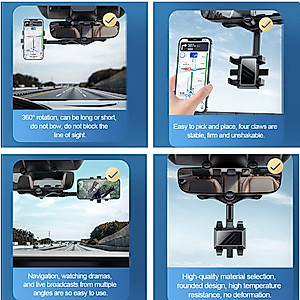 TOKLYUIE 2Pack Rotatable and Retractable Car Phone Holder 360° Rearview Mirror Phone Holder for Car Universal Multifunctional Adjustable Rotation Mount Stand