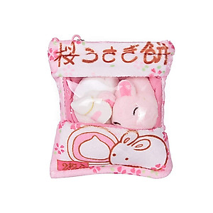 Soft Stuffed Lovely Simulation Snack Plush Toys Baby Mini Cartoon Rabbit Puppy Bag Toy Dog Pudding Throw Pillow 2 Pack , Small