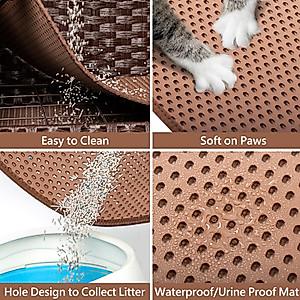 DOVEAID Cat Litter Box Enclosure Furniture Hidden, Pet House Litter Box Furniture for Large Cats, Handwoven Rattan with Door Cat Washroom Box, Indoor Cat House Storage with Soft Litter Mat, Brown