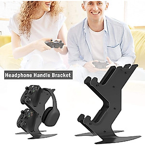 Controller Holder, Game Controller Rack Headset Stand for Xbox Series X S/Xbox one / PS5 / PS4 / NS/PC/Headset, Aluminum Metal Headset Mount Universal Organizer for Video Game Accessories