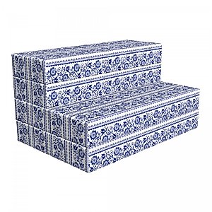 Ambesonne Folk Foldable Mattress, Horizontal Swirling Flowers, 74.8" x 39.4", Dark Violet and White