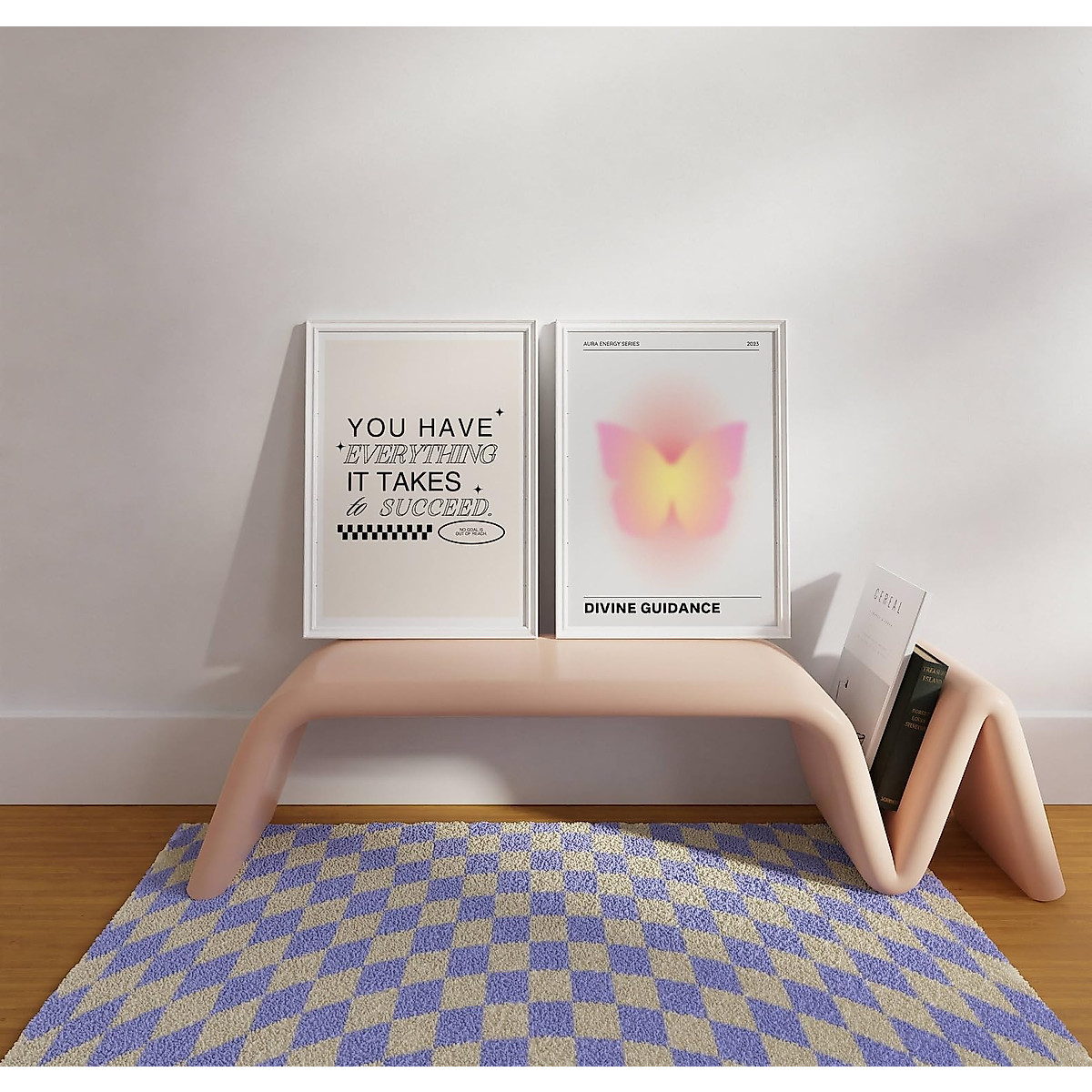 iHery Large Unframed Aura Angel Numbers 333 Poster Set of 3, Premium Quality 12x16in Canvas Wall Art Decor Aesthetic, Pink Trendy Spiritual Energy Gradient Print for Yoga Bedroom,Living Room