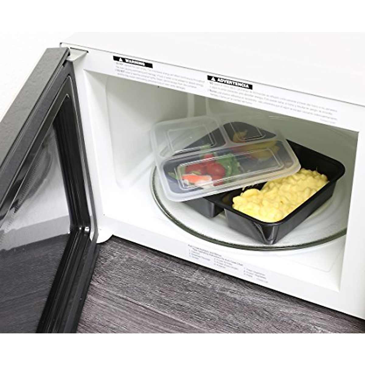 6 Pack - SimpleHouseware 3 Compartment Food Grade Meal Prep Storage Container Boxes (36 ounces)