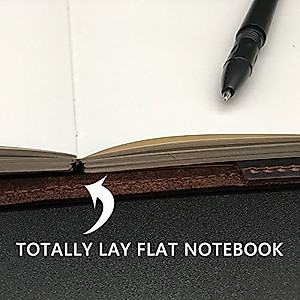 Refillable Leather Journal Writing Notebook - Lay Flat Notebook, Handmade Leather Bound Diary for Men & Women, Gift for Travel Diary, Creative Writing & Art Sketchbook to Write in, Large 6x8