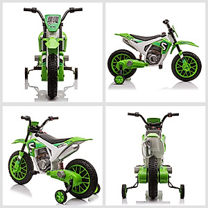 Aosom 12V Kids Motorcycle, Electric Motor Bike, Battery-Powered Ride-On Toy with Charging Battery, Training Wheels, Green
