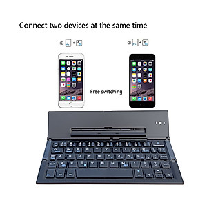 Geyes Bluetooth Keyboard Foldable, Portable Folding Wireless Keyboard with Portable Pocket Size, Aluminum Alloy Housing for iPhone,iPad, Tablet,Laptops and Smartphones (Black)