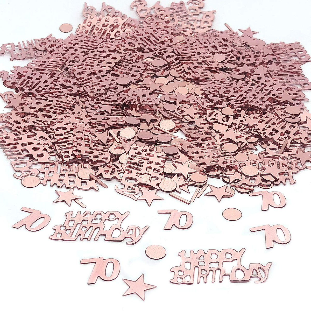 TFYU Happy Birthday Party Table Confetti - Twinkle Stars Foil Metallic Sequins Confetti and Special Events Table Scatters Decorations Confetti Decorations about 700pcs（Rose gold） (70 years old)
