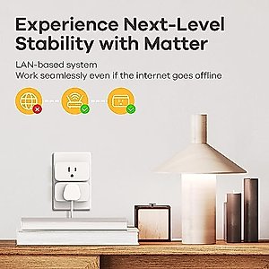 Linkind Matter Smart Plug, Work with Apple Home, Siri, Alexa, Google Home, SmartThings, Smart Outlet 15A/1800W Max, Smart Home Automation with Remote Control,Timer&Schedule, 2.4G Wi-Fi Only, 2 Pack