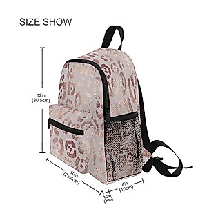 Toddler Backpack Bookbag School Bag Leopard Print Cheetah Rose Gold Travel Bag for Girls Boys Kid with Name Card
