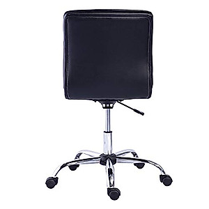 Amazon Basics Modern Armless Office Desk Chair - Height Adjustable, 360-Degree Swivel, 275Lb Capacity, 22.05"D x 18.31"W x 33.46"H, Black/Chrome