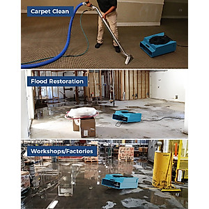 ALORAIR Zeus 900 Air Mover Commercial Blower for Carpets, Walls, Plumbing Use, Variable Speed Floor Blower Fan, 950 CFM with 1.8 Amps, Circuit Breaker Protection,on-Board Duplex GFCI, Blue