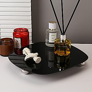 Irregular Acrylic Tray Set, Each Set Contains 1 Black Tray and 1 Silver Tray, Each Tray has 3 Stainless Steel Ball feet, Jewelry Tray, Cosmetics Tray,Aroma Oil Tray,Perfume Tray,Snack Tray