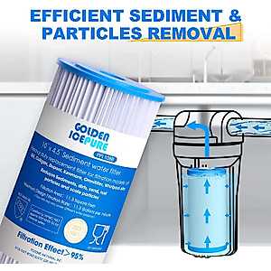 GOLDEN ICEPURE 5 Micron 10" x 4.5" Whole House Sediment Pleated Water Filter Compatible for DuPont WFHDC3001, GE FXHSC, Culligan R50-BBSA, R50-BB, W50PEHD, GXWH40L, CP5-BBS 2-PACK
