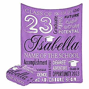 LOSARON Custom Graduation Throw Blanket from Mom Dad Grad Success Confidence Purple Blanket Customized Graduation Gifts Bed Blanket for Daughter Granddaughter 40x50 Inch