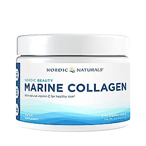 Nordic Naturals Nordic Beauty Marine Collagen Powder, Strawberry - 5.29 Ounces - Collagen Powder Supplement for Healthy Skin, Joints, and Bones, Vitamin C for Antioxidant Support - 30 Servings