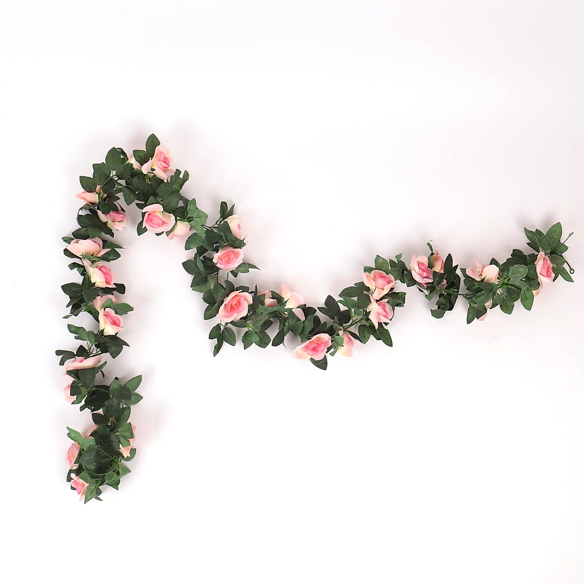 NINAT 4 Pcs 30 FT Artificial Flowers Fake Rose Vine Flower Garland Plants Hanging Rose Ivy for Wedding Arch Home Party Garden Craft Art Background Decor Champagne