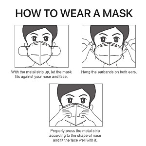 LEMENT 50PCS KN95 Face Mask 5 Layer Breathable with Elastic EarLoops Cup Dust Safety Masks(White,Black,Grey)