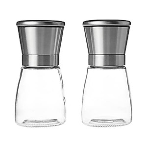 Amazon Basics Adjustable Salt and Pepper Grinders, 5.5oz capacity- Set of 2