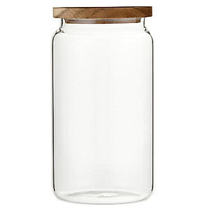 Santa Barbara Design Studio Coffee Bar Gifts Glass Coffee Canister with Wood Lid, 84-Ounce, Clear