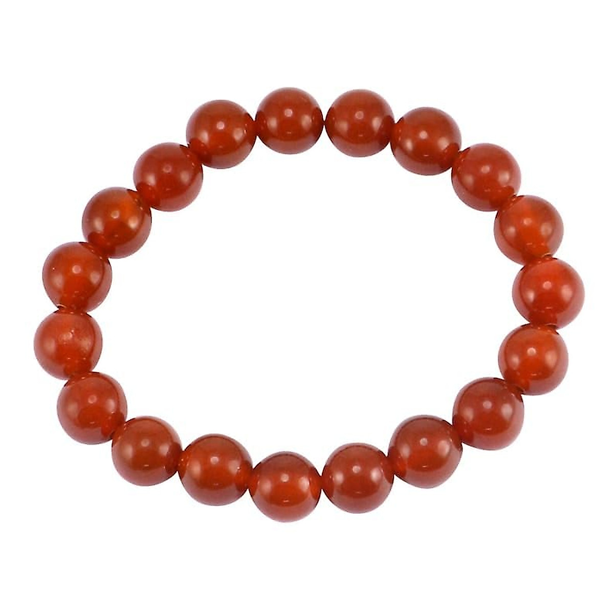 LKBEADS Natural Natural Carnelian 10mm rondelle smooth 7inch Semi-Precious Gemstones Beaded Bracelets for Men Women Healing Crystal Stretch Beaded Bracelet Unisex