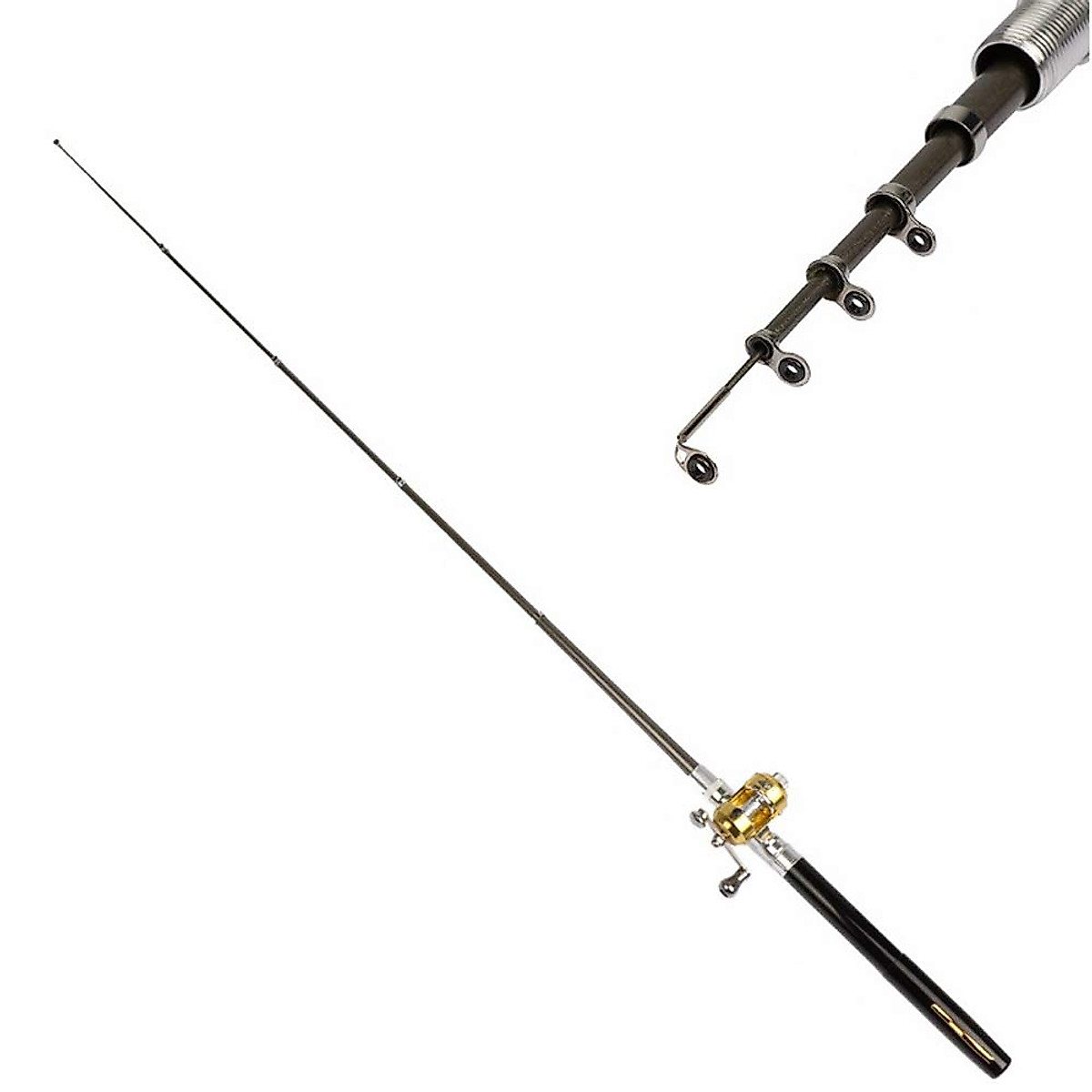 Portable Pocket Telescopic 38inch Mini Pen Shape Fishing Rod and Reel Combos, Pen Shape Folded Fishing Pole with Reel Wheel Gift, Suit for River, Lake, Reservoir, Ice Fishing and So On