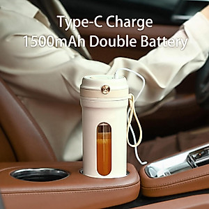 Portable Blender Personal Juicer, 16 Oz Personal Size Blender for Shakes and Smoothies with 10 Blades, USB Rechargeable Mini Small Smoothie Blender Bottles for Home, Travel, Picnic, Office, Gym