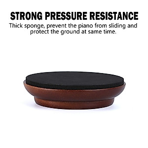 FameFame 3 Pack Hardwood Piano Caster Cups Floor Protector Solid Caster for Grand Piano, Non-Slip & Anti-Noise Foot Pad, (Brown) 1