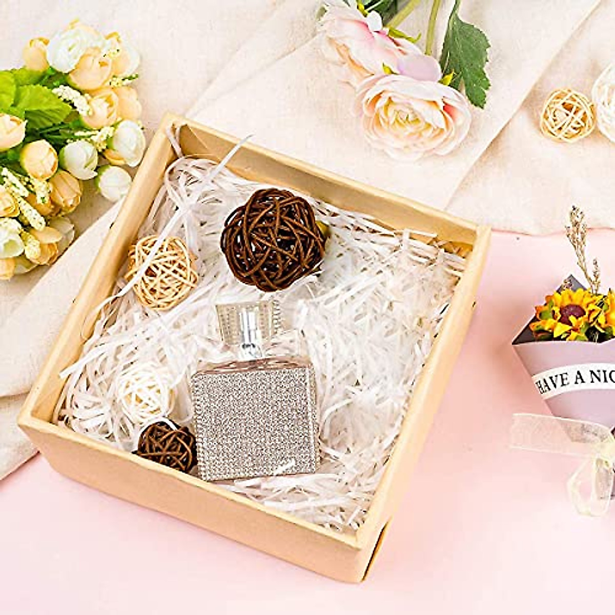 Basket Grass,Crinkle Cut Tissue Paper,Recyclable Craft Shred Confetti Raffia Paper Filler,For Easter Gift Box Wrapping Packing Filling,100g 3.53oz Party Decoration (white)