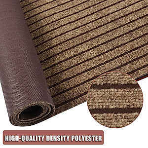 ZGR Runner Rug 2 ft x 6 ft Indoor/Outdoor Low Profile, Hallway, Kitchen, Patio, Deck Area, RV, Entryway, Garage, with Natural Non-Slip Rubber Backing, Brown with Brown Stripe, Custom