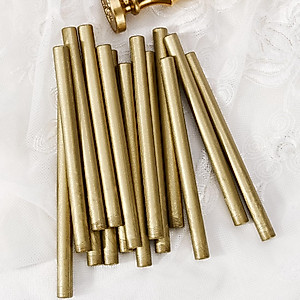 TELOSMA 16pcs Flexible Mini Glue Gun Sealing Wax Sticks for Wedding Invitation Gift Packing Decoration in Bronze