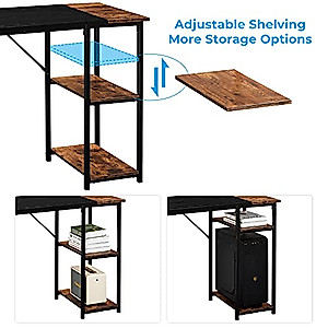 AINGOO L Shaped Desk Reversible with Storage, 72 Inch 2-Person Long Desk Computer Gaming Office Desk, Writing Study Corner Desk for Home Office, Black/Brown