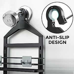 ODesign Shower Caddy Organizer Over Head Anti-Swing Hanging Bathroom Shelves Basket Rack Rustproof (Black, 11.9" x 4.84" x 36.2")