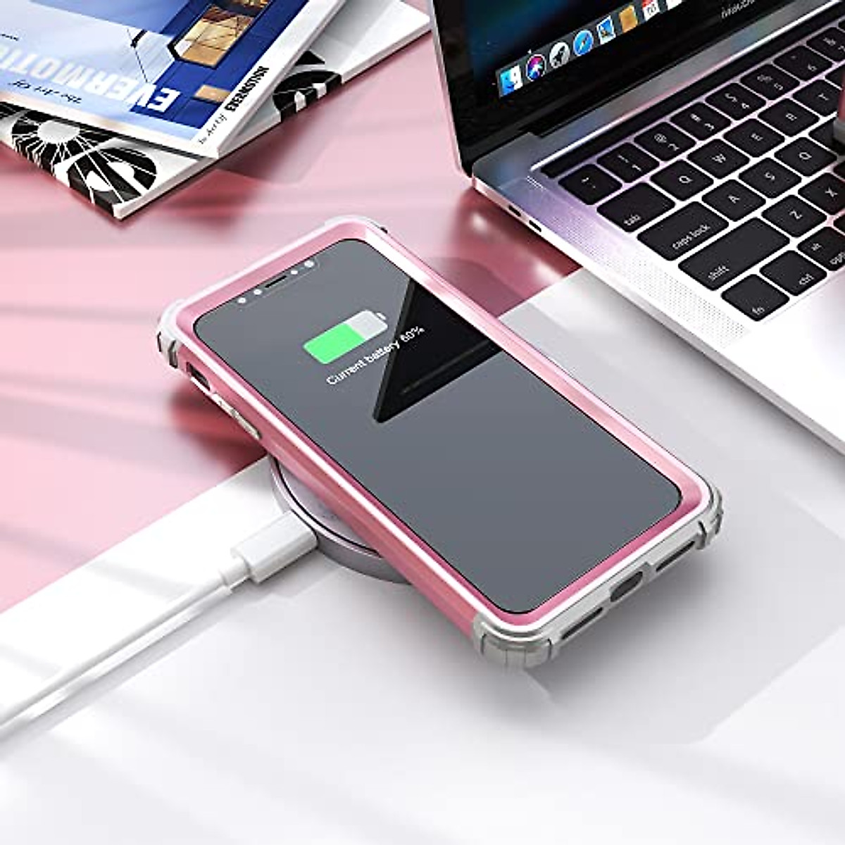 IDweel iPhone 11 Case with Screen Protector(Tempered Glass), Hybrid 3 in 1 Shockproof Slim Fit Heavy Duty Protection Hard PC Cover Soft Silicone Bumper Full Body Case,Pink/Light Grey