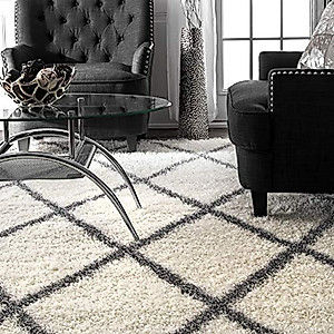 nuLOOM Machine Made Diamond Shag Area Rug, 4x6, Gray