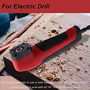 MJFUNTXY Right Angle Drill Attachment,90 Degree Drill Adapter Electric Screwdriver Repair Tool Right Angle Attachment Extension Screwdriver Socket Holder Drill Bit Corner Adapter (red)