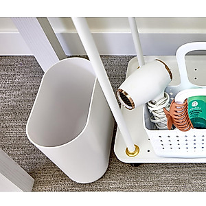 iDesign Slim Oval Plastic Waste Basket The Cade Collection, 10.56” x 5.5” x 9.77”, White