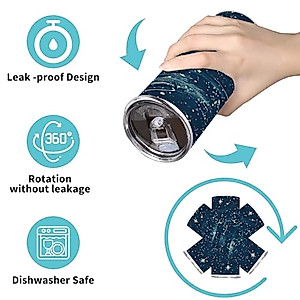 Honeybaby Galaxy Sky Starry Coffee Tumbler 20 oz with Straw & Lid Leak Proof Tumbler Reusable Stainless Steel Tumblers Insulated Water Bottles Gifts for Women Men