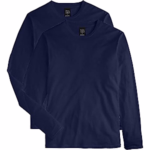 Hanes mens Long-sleeve Premium T-shirt (Pack of 2) fashion t shirts, Navy, Large US