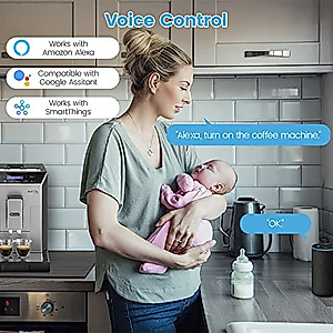 Smart Plug 15A, Alexa Outlets Work with Energy Monitoring, Remote Voice Control & Timer Schedule, No Hub Required, White, 4 Pack