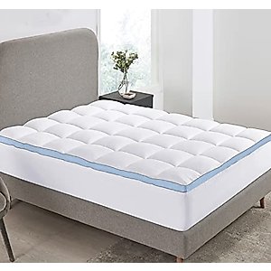 Extra Thick King Size Cooling Mattress Topper, Plush King Size Pillow top Mattress Topper for Bed, Very Thick Mattress Pad Cover