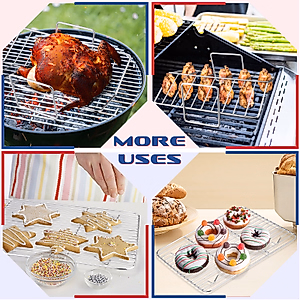 Stainless Steel Roasting Pan with Rack, HaSteeL Large 15.2In Lasagna Roaster Pan, Baking Rack, V-shaped Rack & 8In Basting Brush, Great for Turkey/Chicken/Veggies, Heavy Duty & Dishwasher Safe - 4Pcs