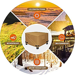 NEXCOVER Square Fire Pit Cover - Waterproof 600D Heavy Duty Cover, Premium Patio Outdoor Cover, 36”L x 36”W x 24”H, Fits for 33 inch, 34 inch, 35 inch, 36 inch Fire Pit / Table, Brown.