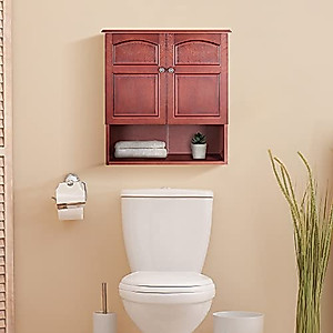 Elegant Home Fashions Martha Wooden Removable 2 Door Wall Cabinet, Mahogany