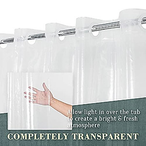 ABLUEN No Hook PEVA Shower Curtain or Liner - 8G Heavy Duty Clear Bathroom Shower Curtain No Hooks Required, Waterproof Plastic & PVC Free, Standard Size 71 x 74, Clear
