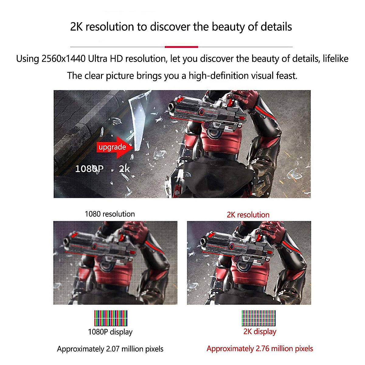 LIQIANG 2K Computer Monitor, Game Monitor, 2560 * 1440 Resolution, 16:9, HDMI Interface, DP, Audio Interface, 1 (ms) Fast Response, 144Hz, Support Wall Mount