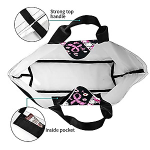 Coirtbom Crush Breast Cancer Awareness Tote Bag Ladies Cute Shopping Bag Large Capacity Shoulder Bag Work Fit Fashion Handbag Organizer