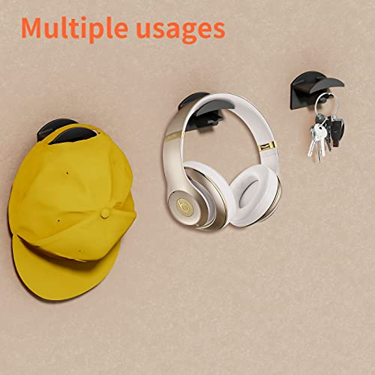 10 Pack Hat Rack, Hat Hanger and Hook, No Drilling and Wall Storage - Hat Holder Fits Baseball Caps and Hat of All Size - Easy to Install Hat Rack Wall Mount,Hat Holder Organizer for Bedroom - Black