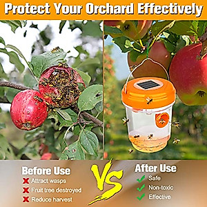 Mayardfun Wasp Traps, Solar Bee Trap Catcher, Wasp Catcher Yellow Jacket Trap with UV LED Light, Nontoxic Reusable Wasp Trap Orange Orange